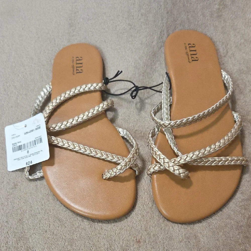 a.n.a | Shoes | Ana Tan And Cream Braided Sandals | Poshmark